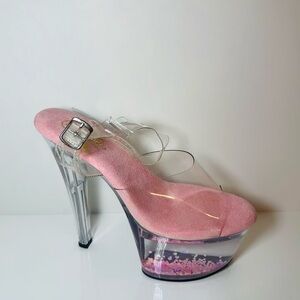 Shoes | 7 Inch Heel Baby Pink Glitter Platform Heels | Poshmark